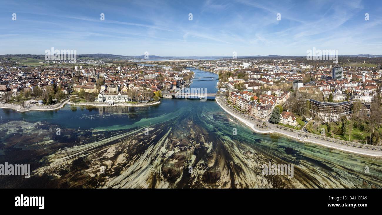Aerial view, panorama of Lake Constance and the Seerhein also Rhine ...