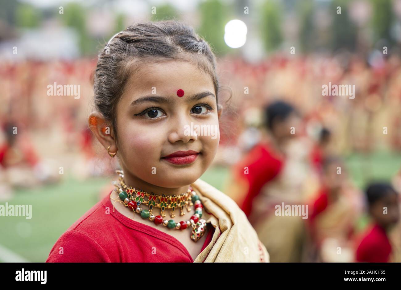 Paricipants in a Bihu dance workshop ahead of Rongali Bihu Festival, in ...