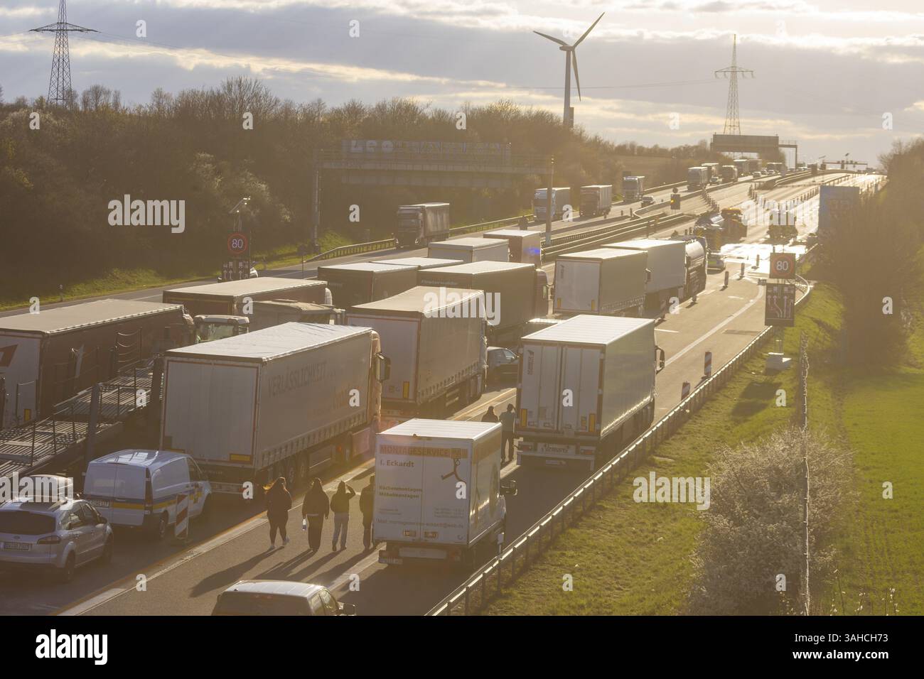 A lorry carrying hazardous goods caught fire on the A4 motorway at the ...