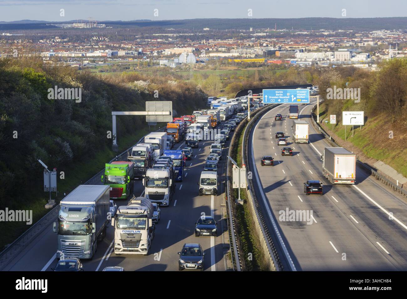 A lorry carrying hazardous goods caught fire on the A4 motorway at the ...