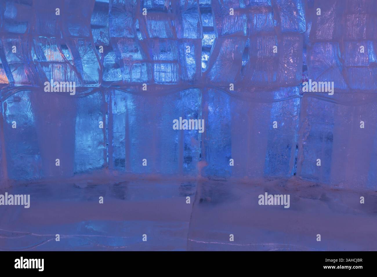 Taebeck, South Korea. January 29, 2019: View of inside ice block igloo ...