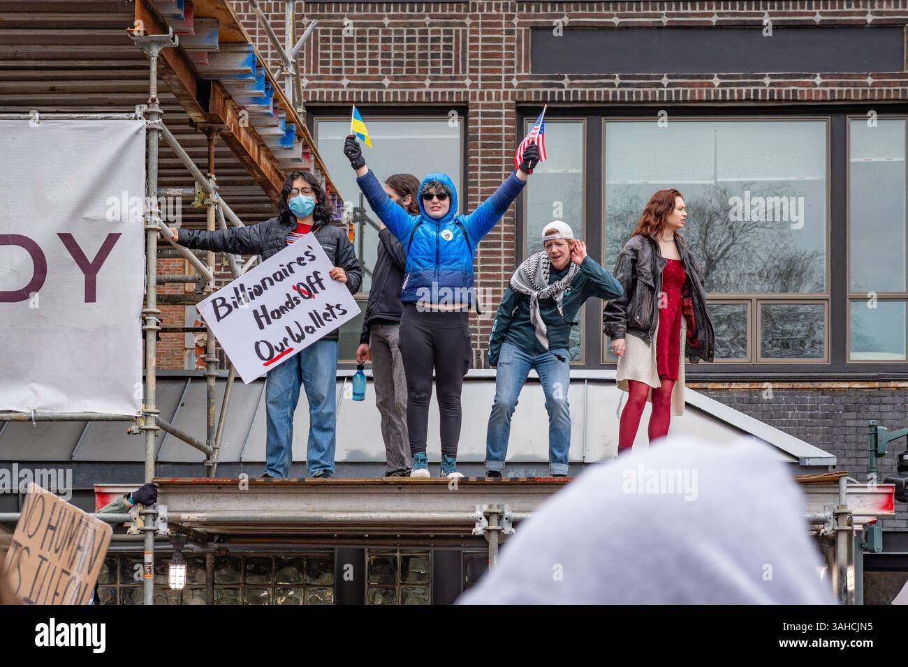 Boston, MA, US-April 5, 2025: Hands Off anti-Trump protest organized by ...