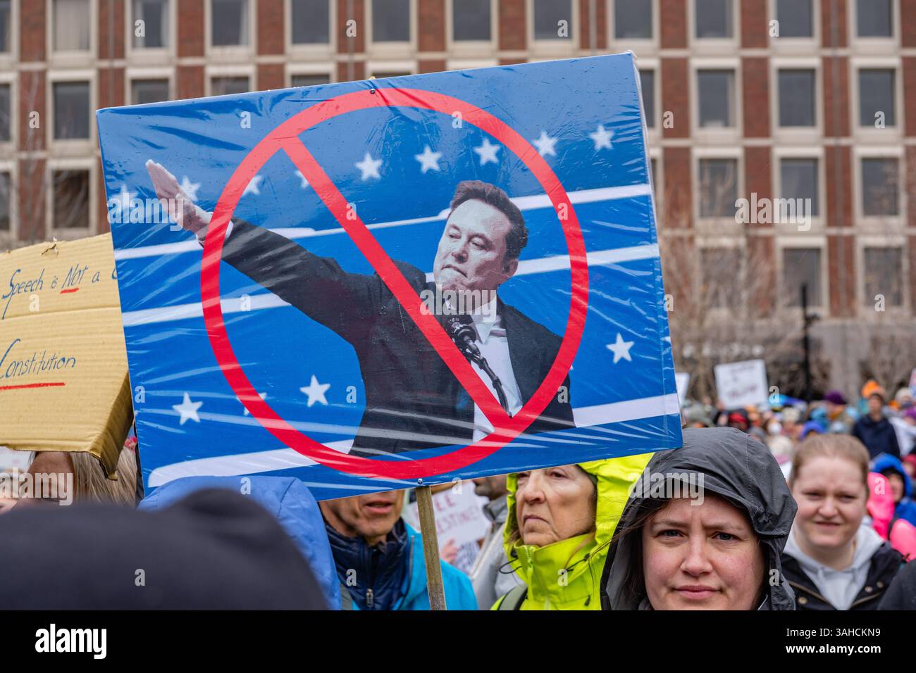 Boston, MA, US-April 5, 2025: Hands Off anti-Trump protest organized by ...
