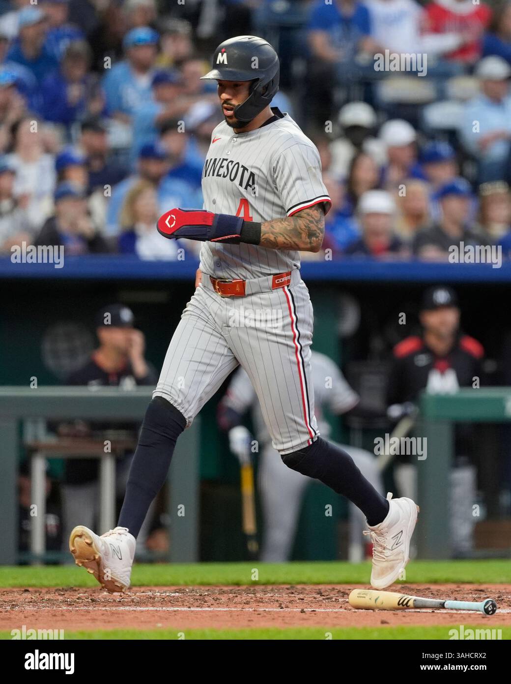 Minnesota Twins' Carlos Correa runs home to score on a single by ...