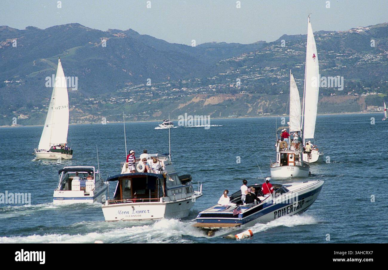 Boating at Marina del Rey, California, USA, approx. 1990 Stock Photo ...
