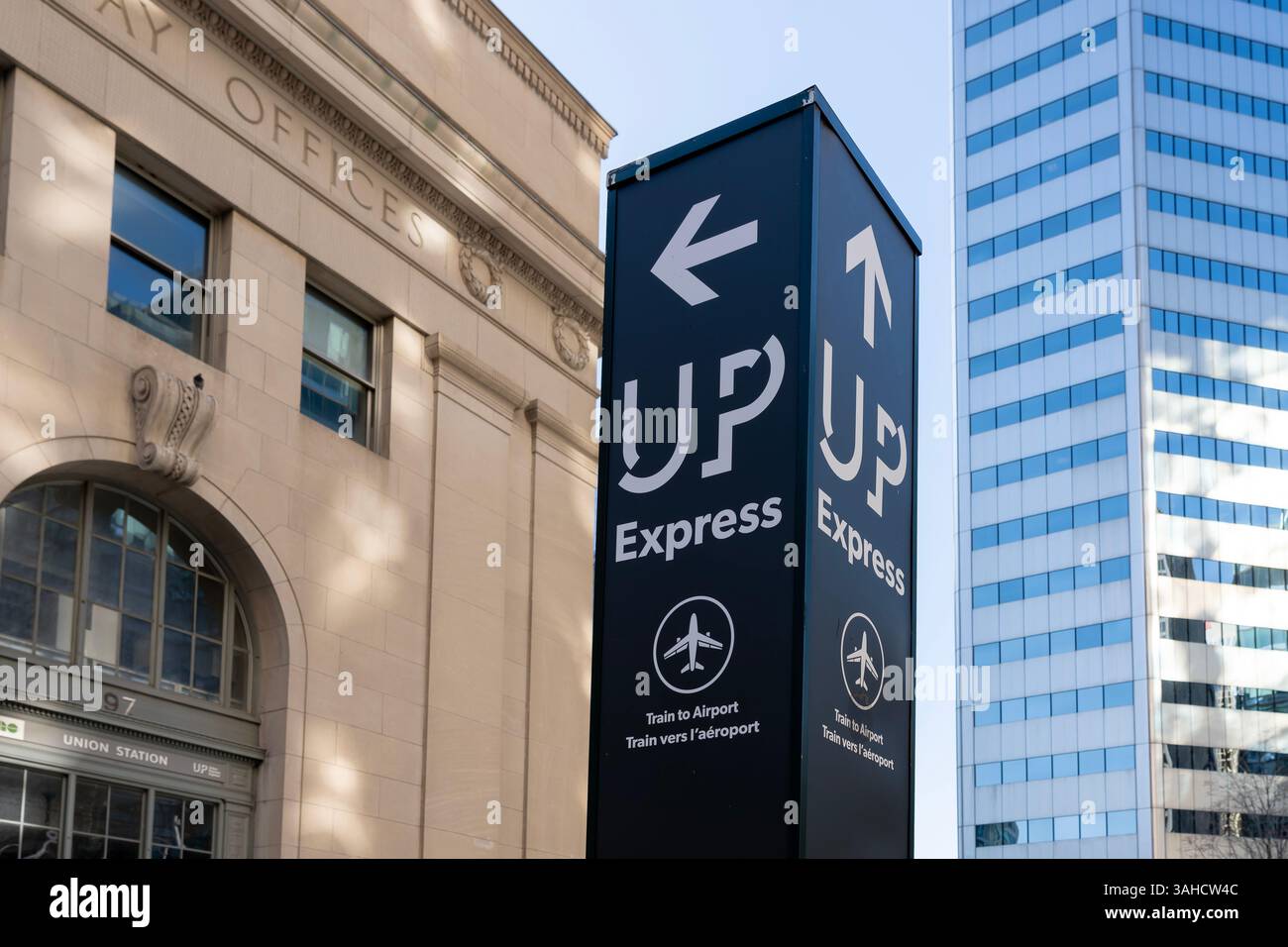 Toronto, Canada - November 28, 2020: UP (Union Pearson) Express sign ...