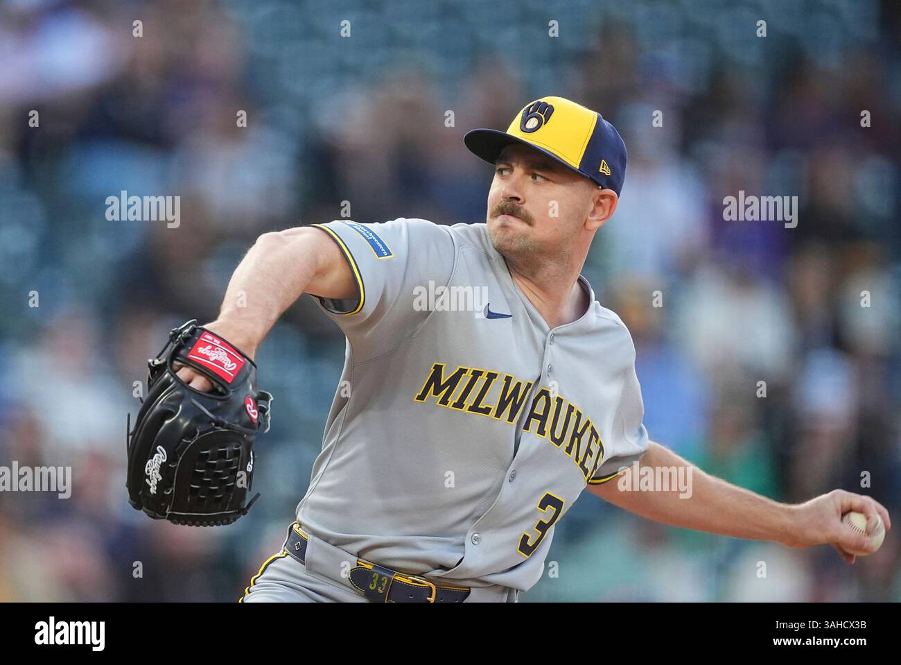 Milwaukee Brewers starting pitcher Tyler Alexander works against the ...