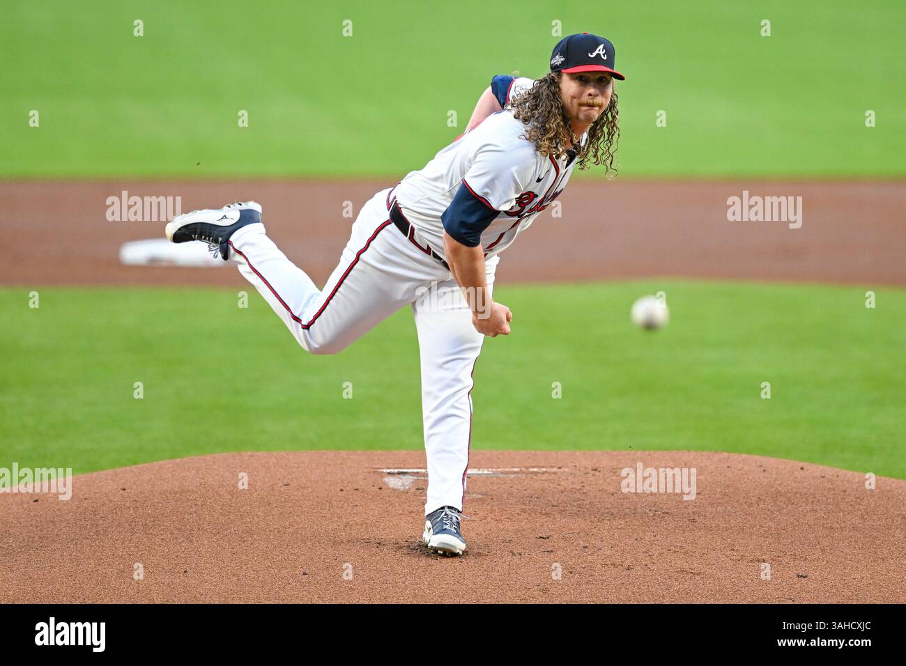 ATLANTA, GA – APRIL 09: Atlanta pitcher Grant Holmes (66) throws a ...