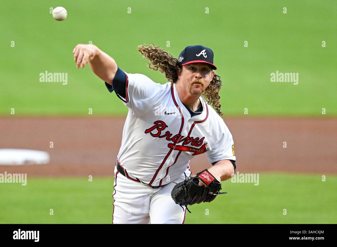 ATLANTA, GA – APRIL 09: Atlanta pitcher Grant Holmes (66) throws a ...