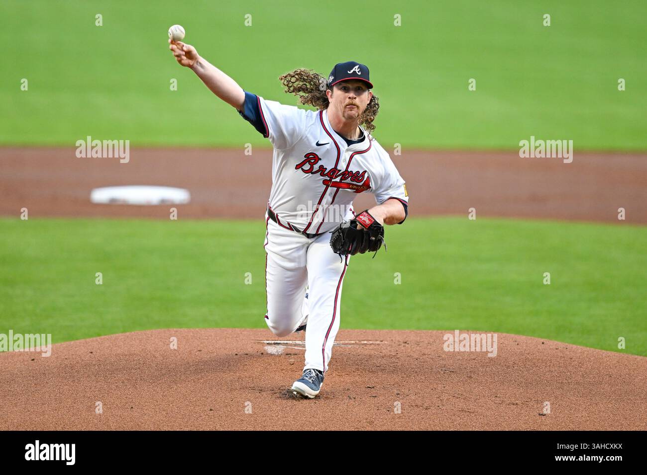 ATLANTA, GA – APRIL 09: Atlanta pitcher Grant Holmes (66) throws a ...