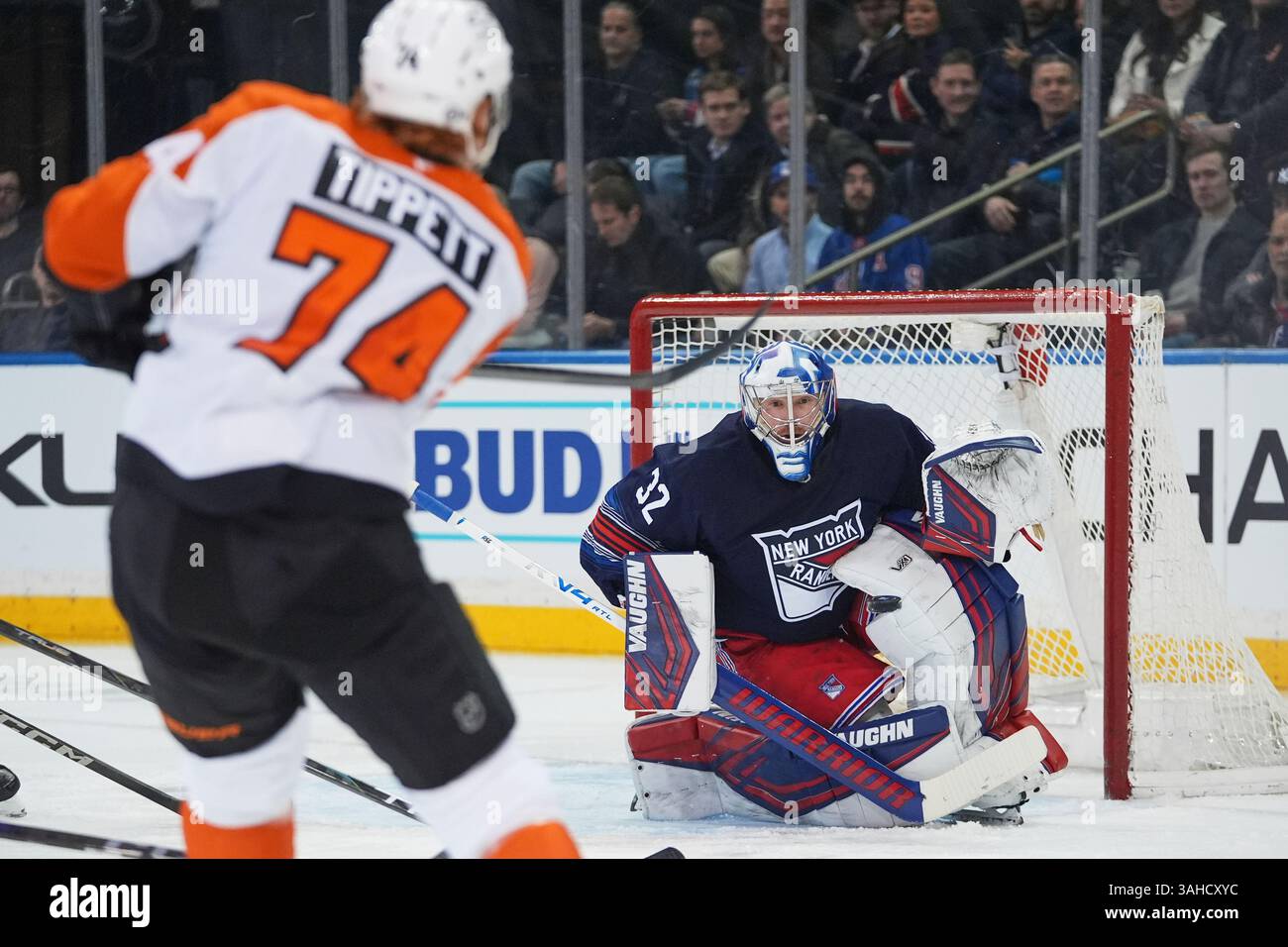 New York Rangers goaltender Jonathan Quick (32) stops a shot by ...