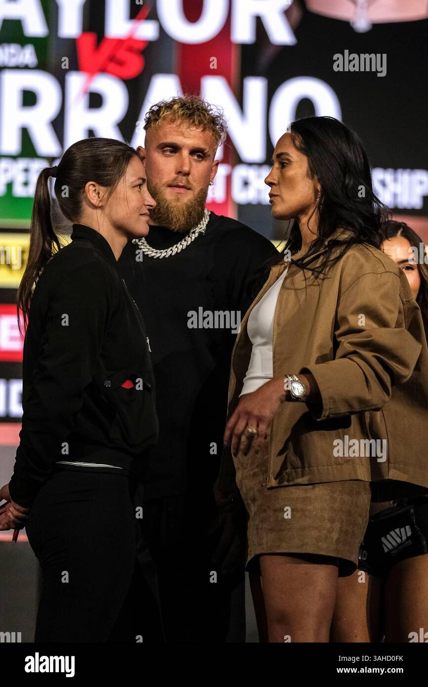 Nyc, New York, USA. 9th Apr, 2025. Katie Taylor and Amanda Serrano face ...