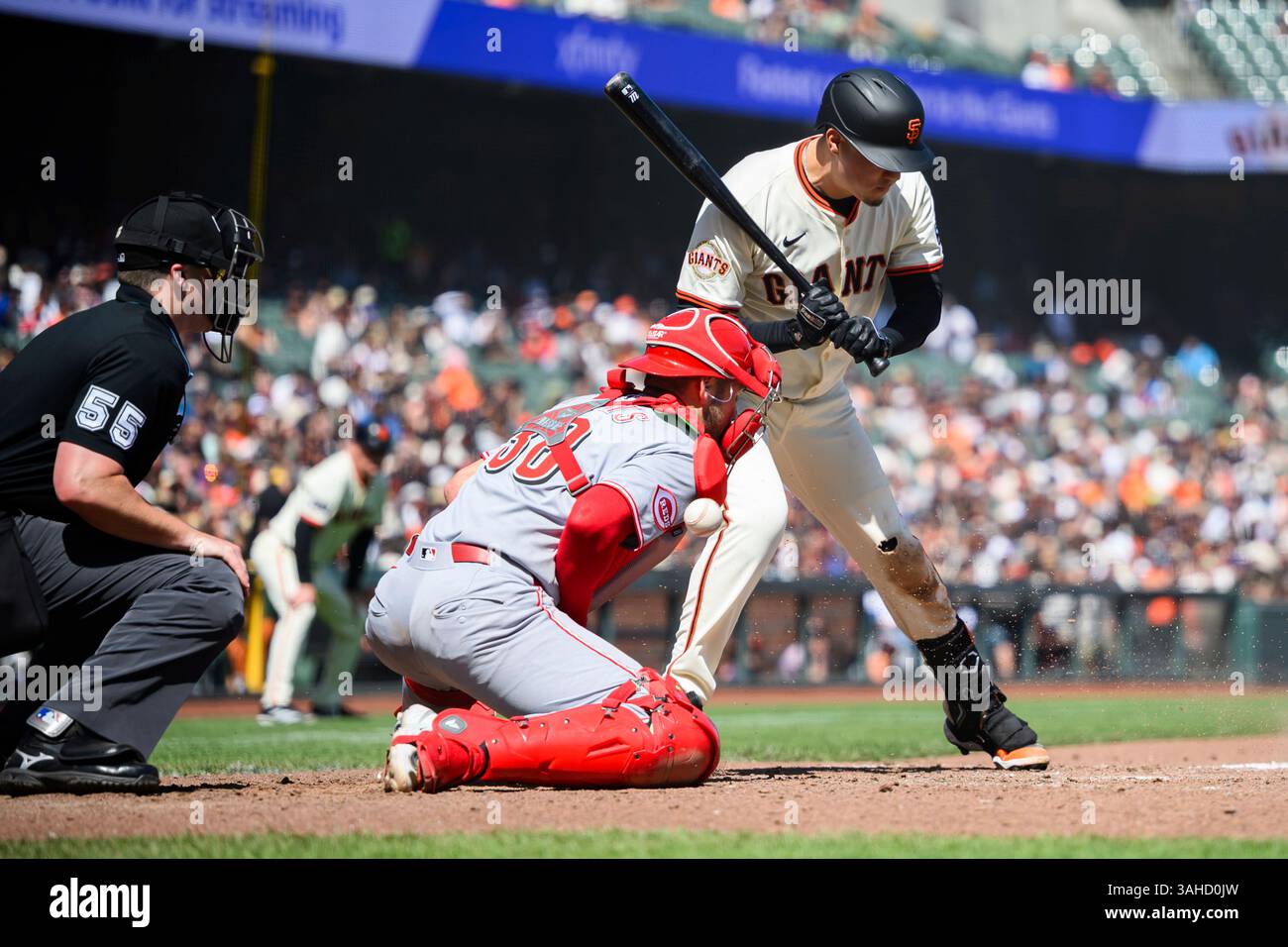 SAN FRANCISCO, CA - APRIL 09: ball bounces off of Cincinnati Reds ...