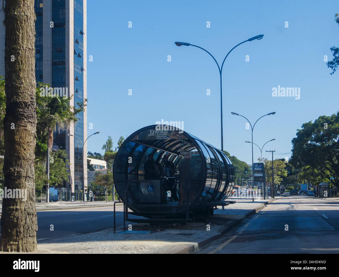 Tube bus stop typical of Curitiba, Paraná, Brazil Stock Photo - Alamy