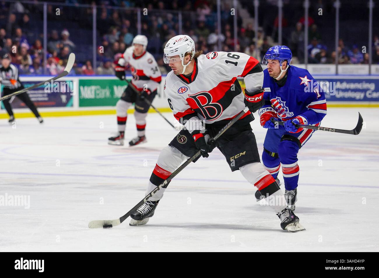 April 9th 2025: Belleville Senators forward Tyler Boucher (16) skates ...