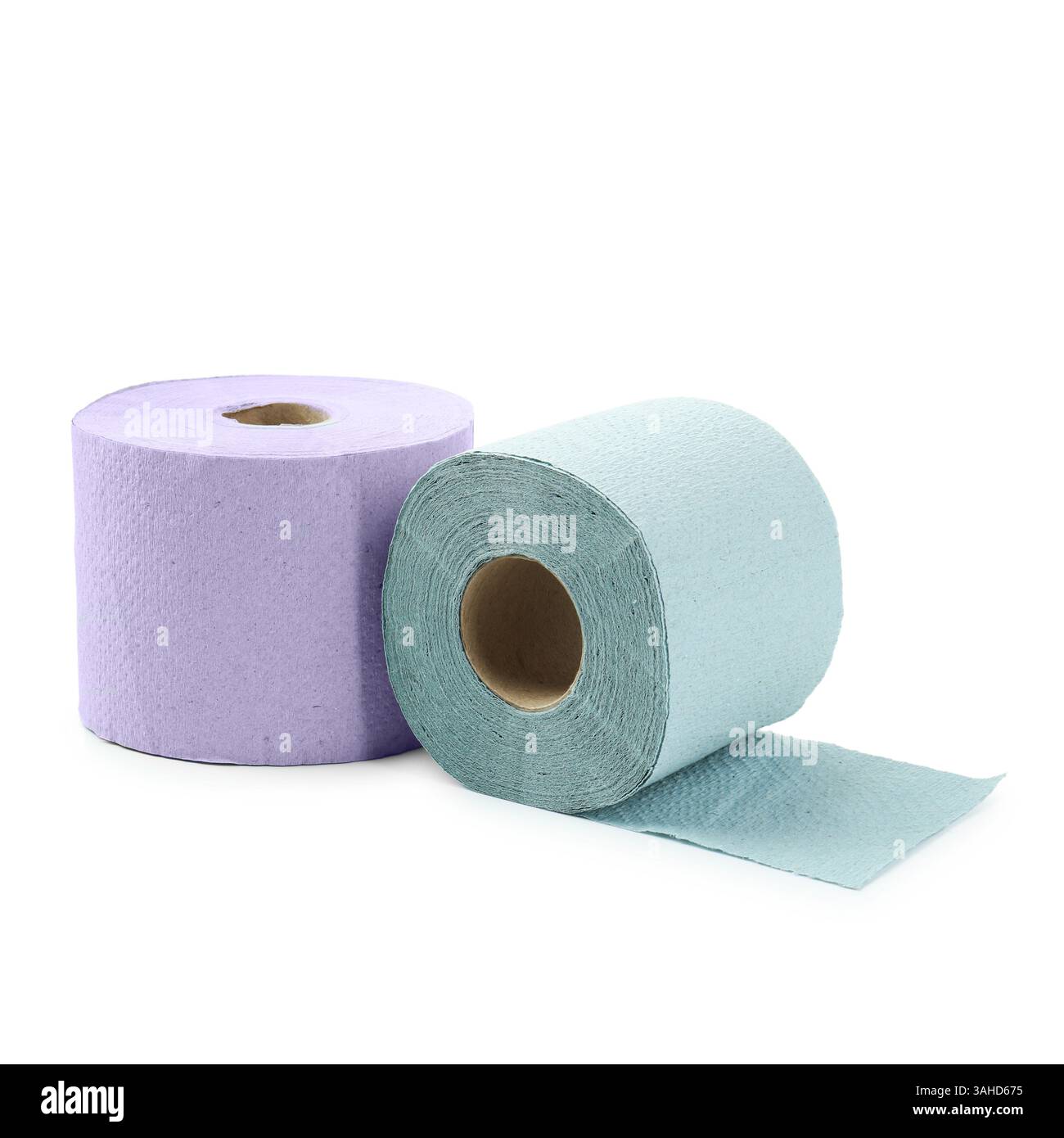 Colorful toilet paper rolls isolated on white Stock Photo - Alamy