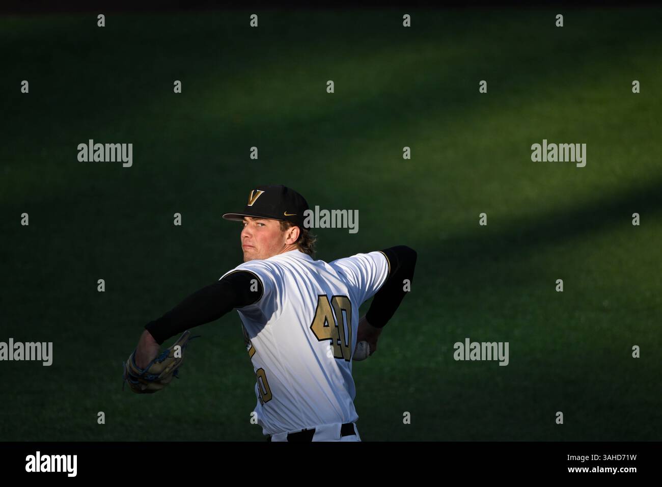 Vanderbilt pitcher Austin Nye (40) plays Dayton during an NCAA baseball ...