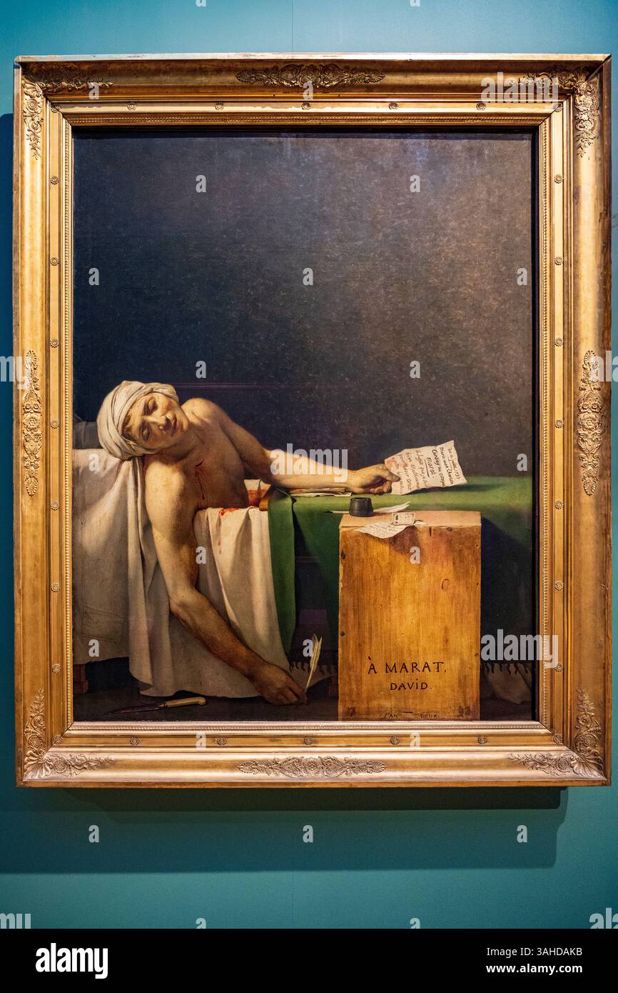 Brussels, Belgium - 09-25-2024: The Death of Marat painting by Jacques ...