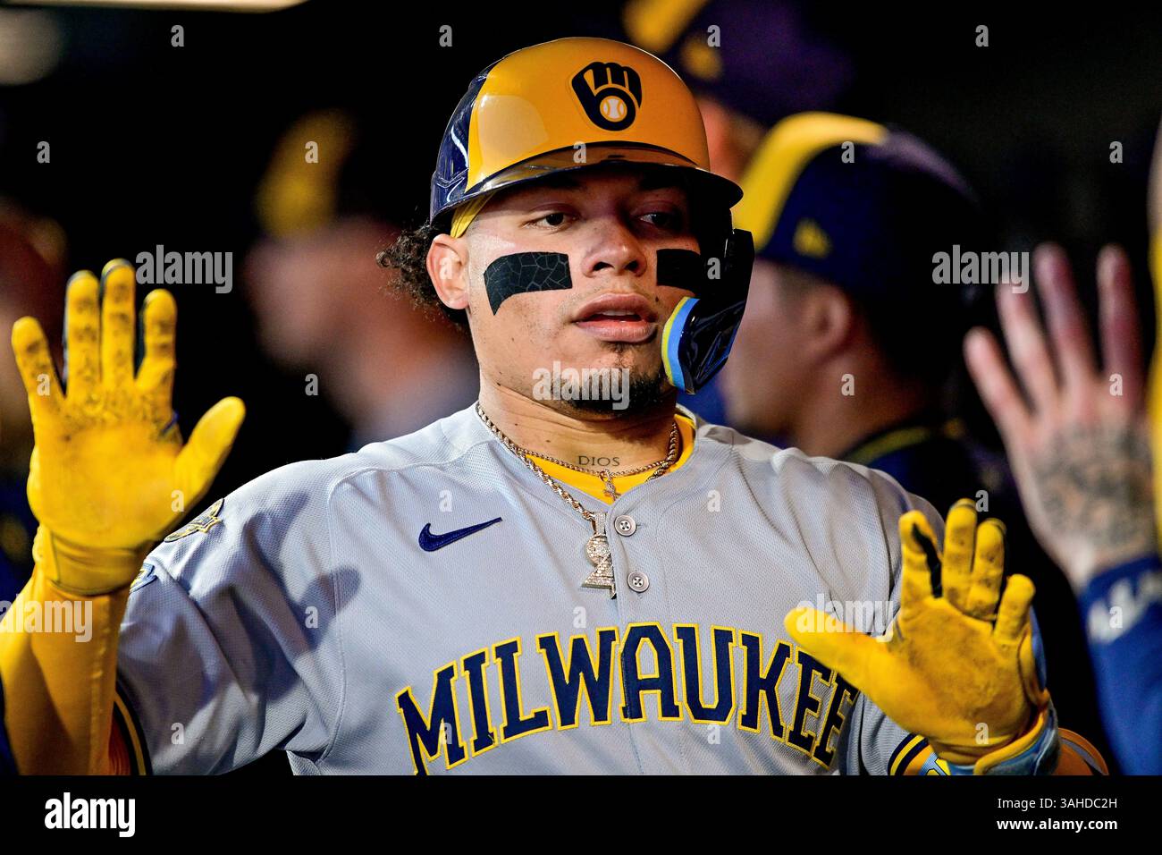 DENVER, CO - APRIL 9: Milwaukee Brewers catcher William Contreras (24 ...