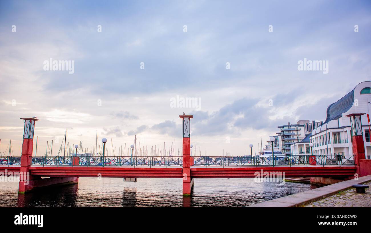 Red shiny Kvickbron bridge in Helsingborg, Sweden Stock Photo - Alamy