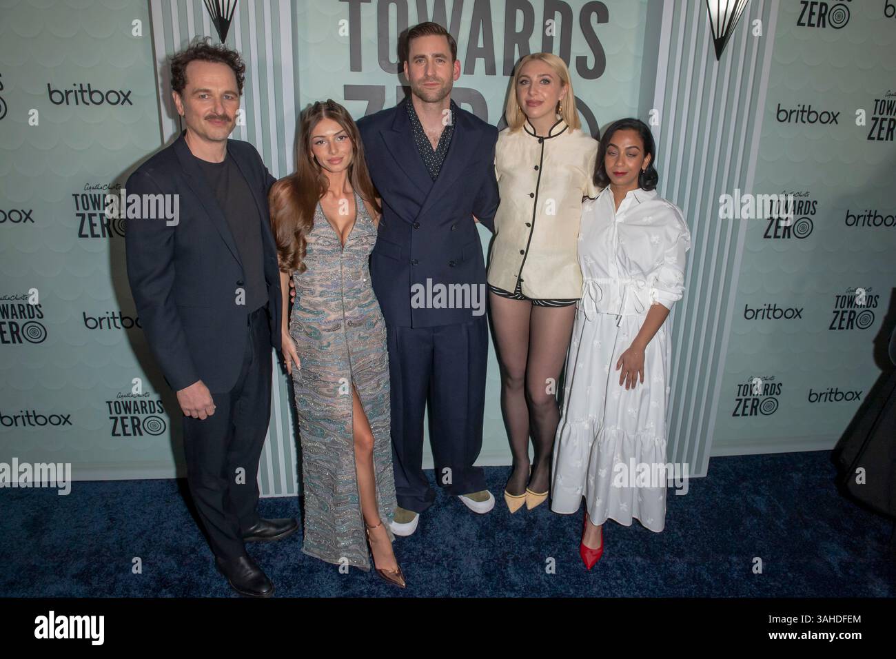 NEW YORK, NEW YORK - APRIL 09: (L-R) Matthew Rhys, Mimi Keene, Oliver ...