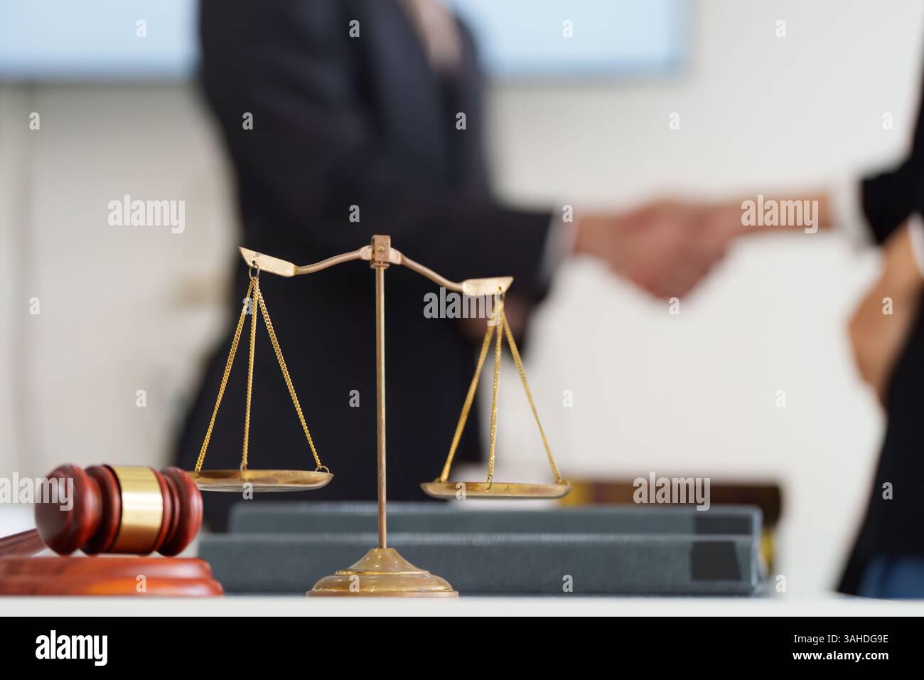 Justice and Legal Balance. A symbolic scale of justice in focus ...