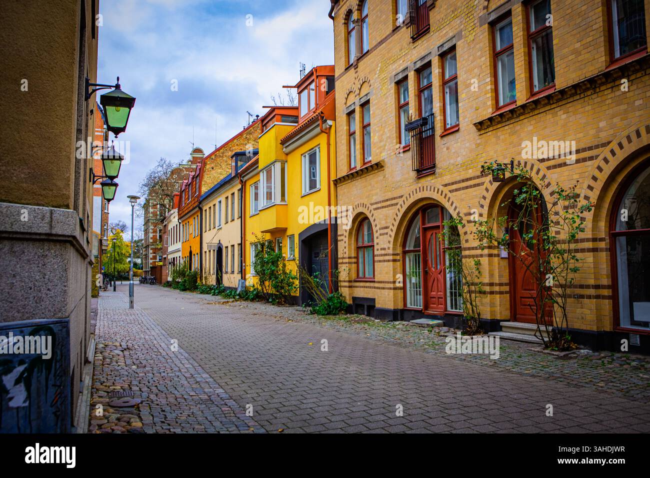 Cozy street in Gamla Vaster area in Malmo, Sweden Stock Photo - Alamy