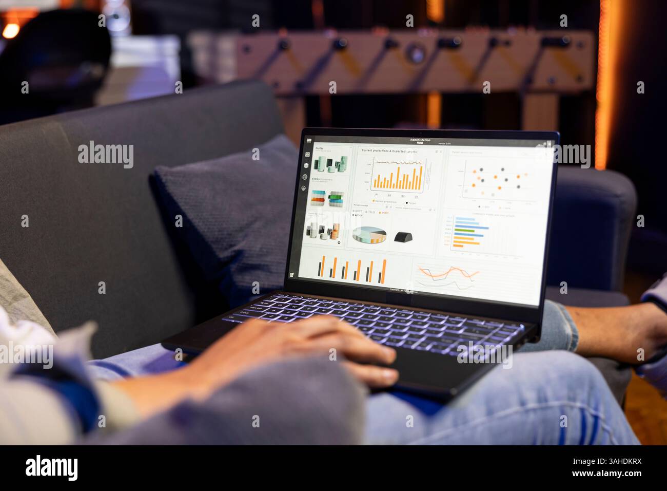 African american guy studying analytics and archived data for a project ...