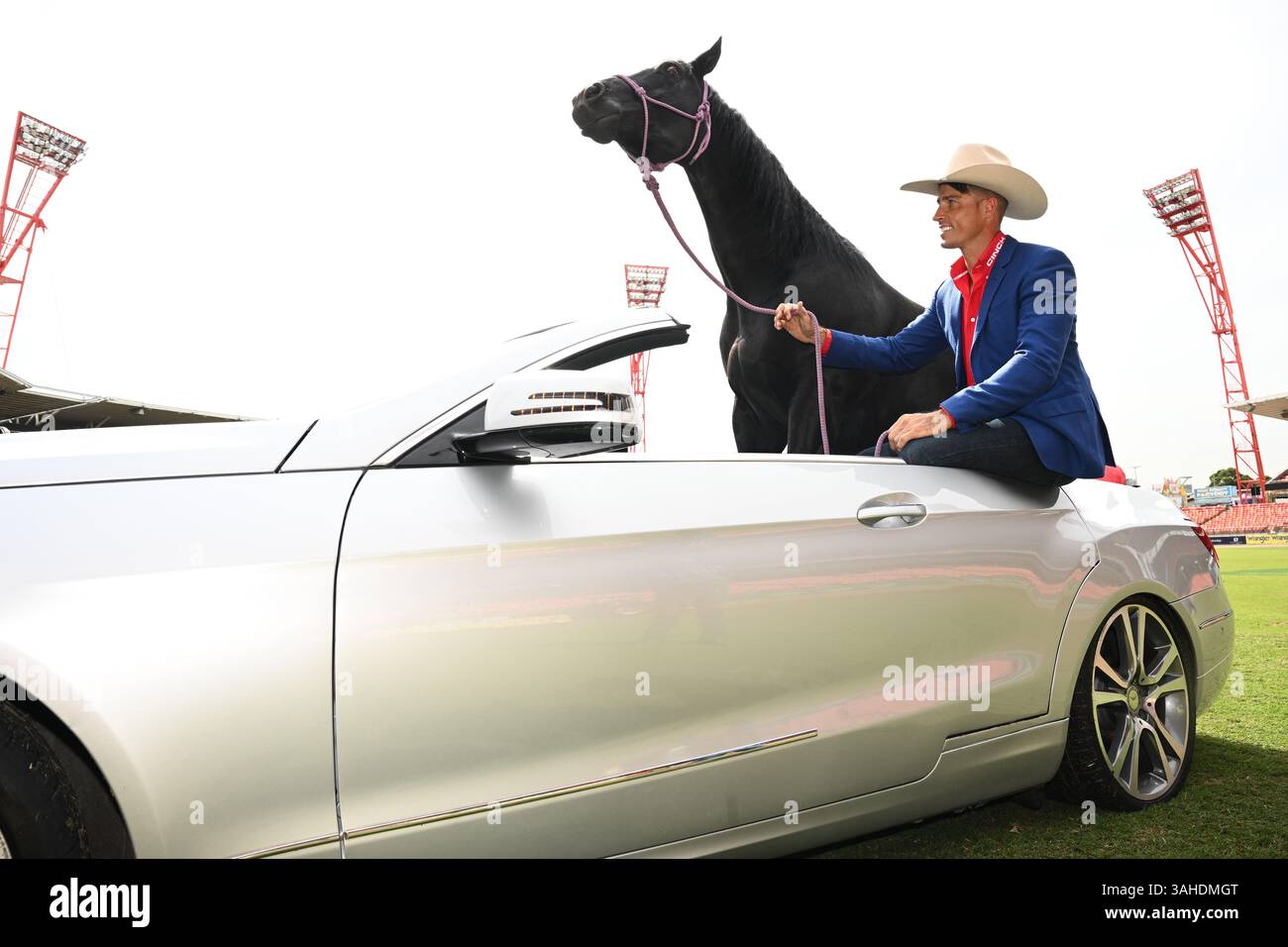 Sydney, Australia. 10th Apr, 2025. Dave Manchon and horse Vegemite pose ...
