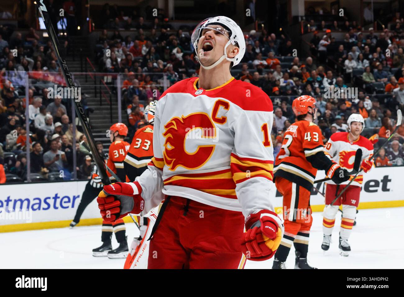 Calgary Flames center Mikael Backlund celebrates after scoring against ...
