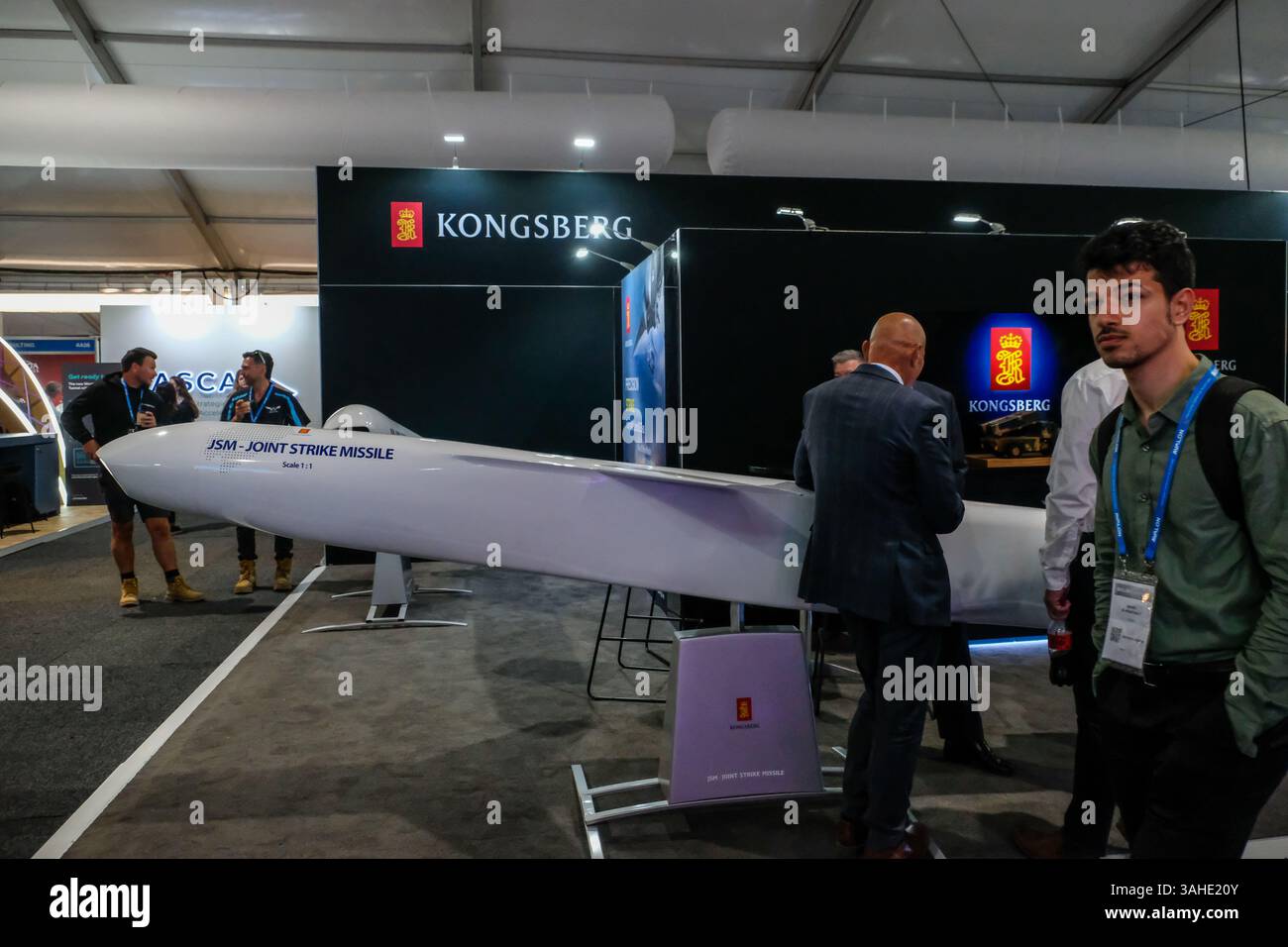 Avalon, Australia. 26th Mar, 2025. Logo and interactive stand of ...