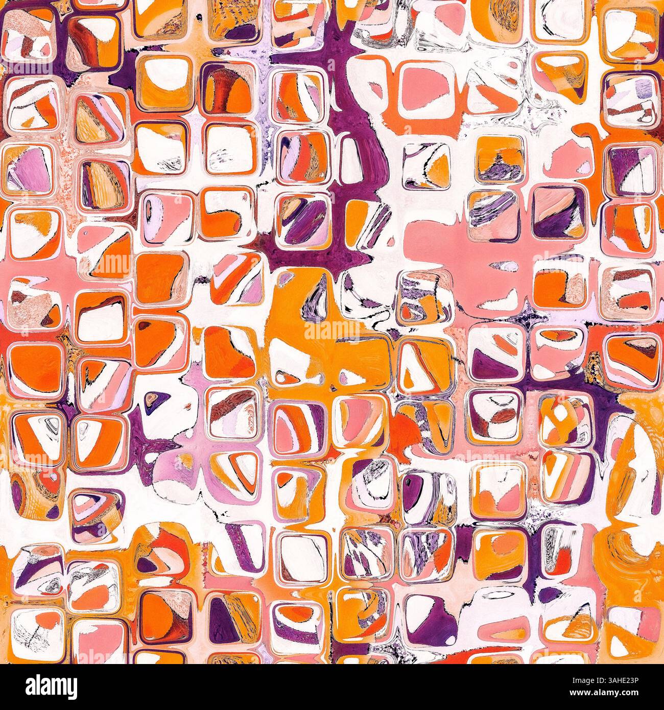 Abstract blotched random mosaic square paint splatter seamless pattern ...