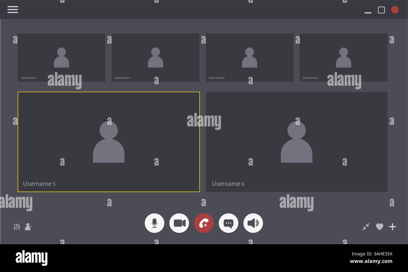 Videocall Interface. Online Video chat mockup. Computer or Laptop template. Virtual meeting ...
