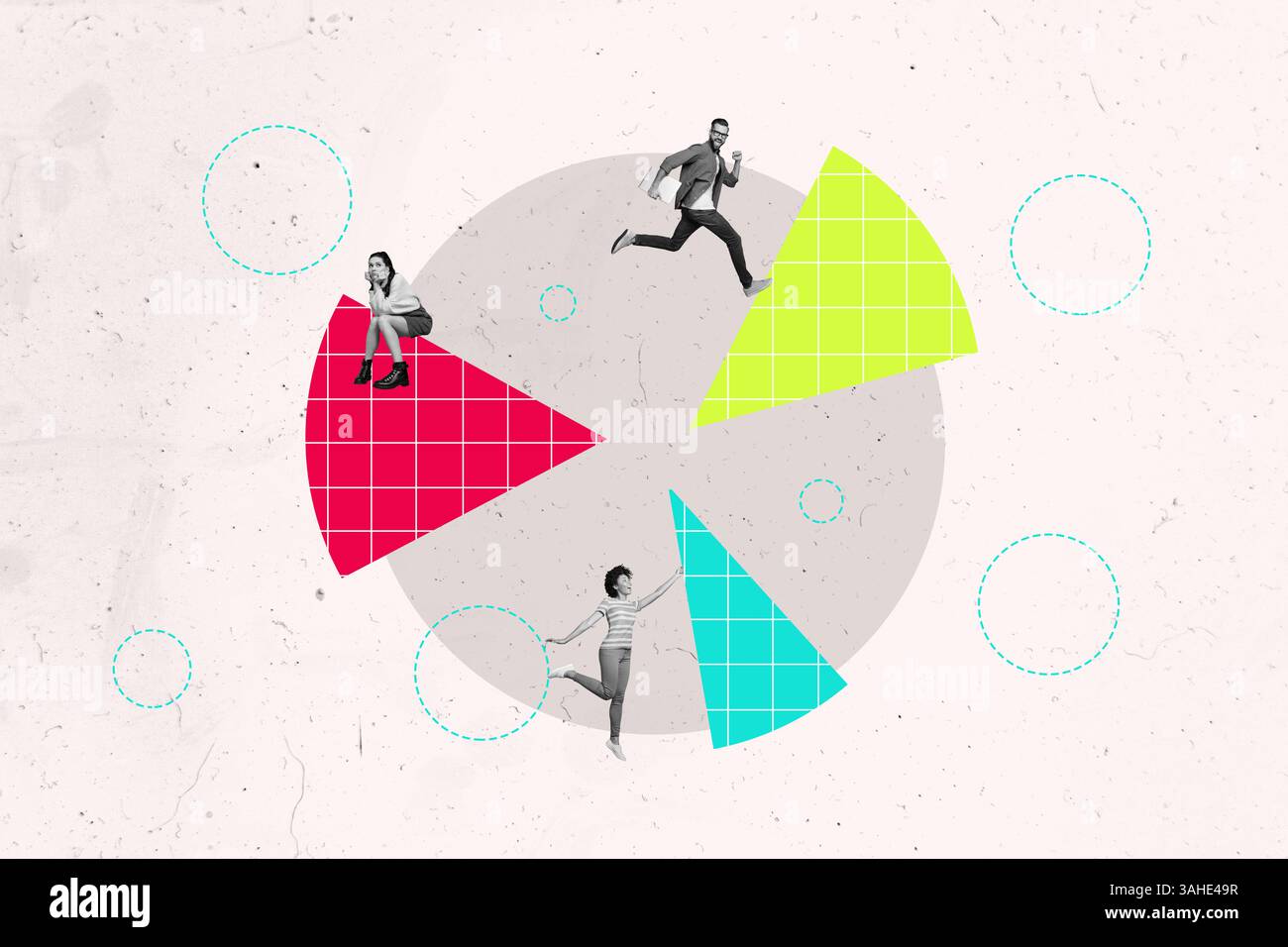 Composite sketch design 3D photo collage of young man run hold laptop ...