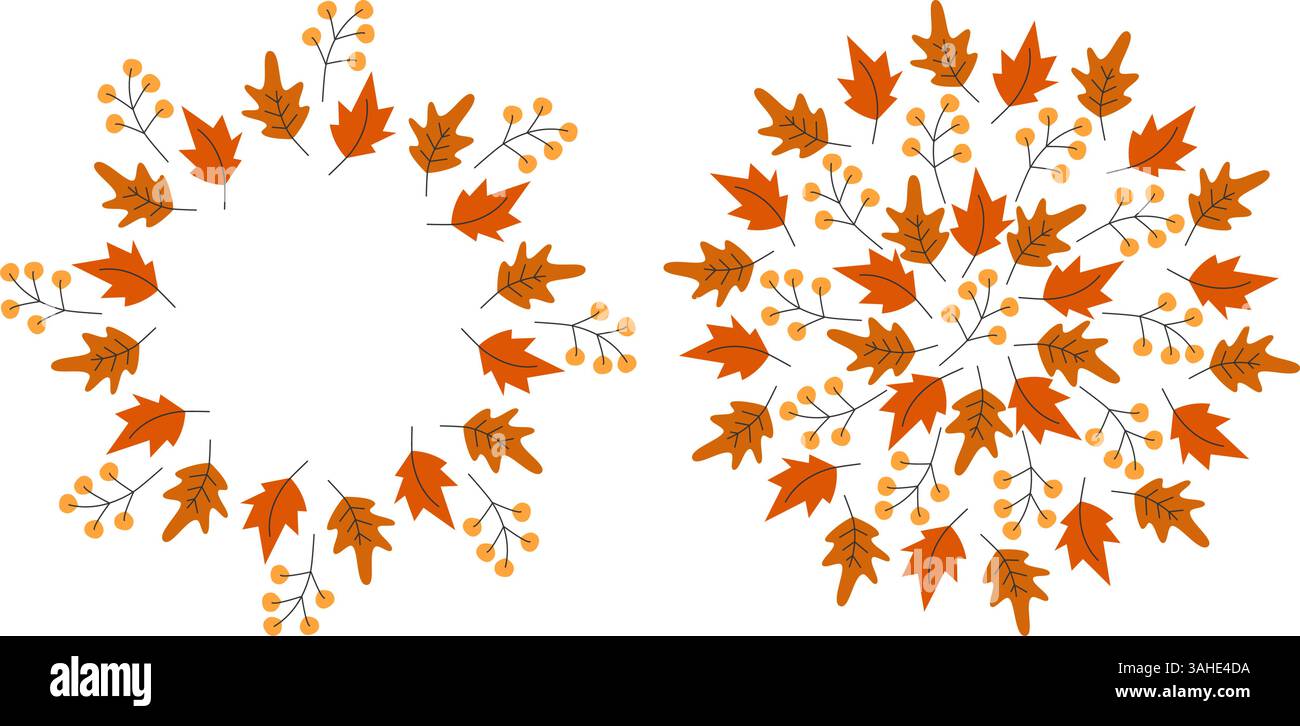 Autumn leaves and Twigs Circular Frame border and Background Texture ...