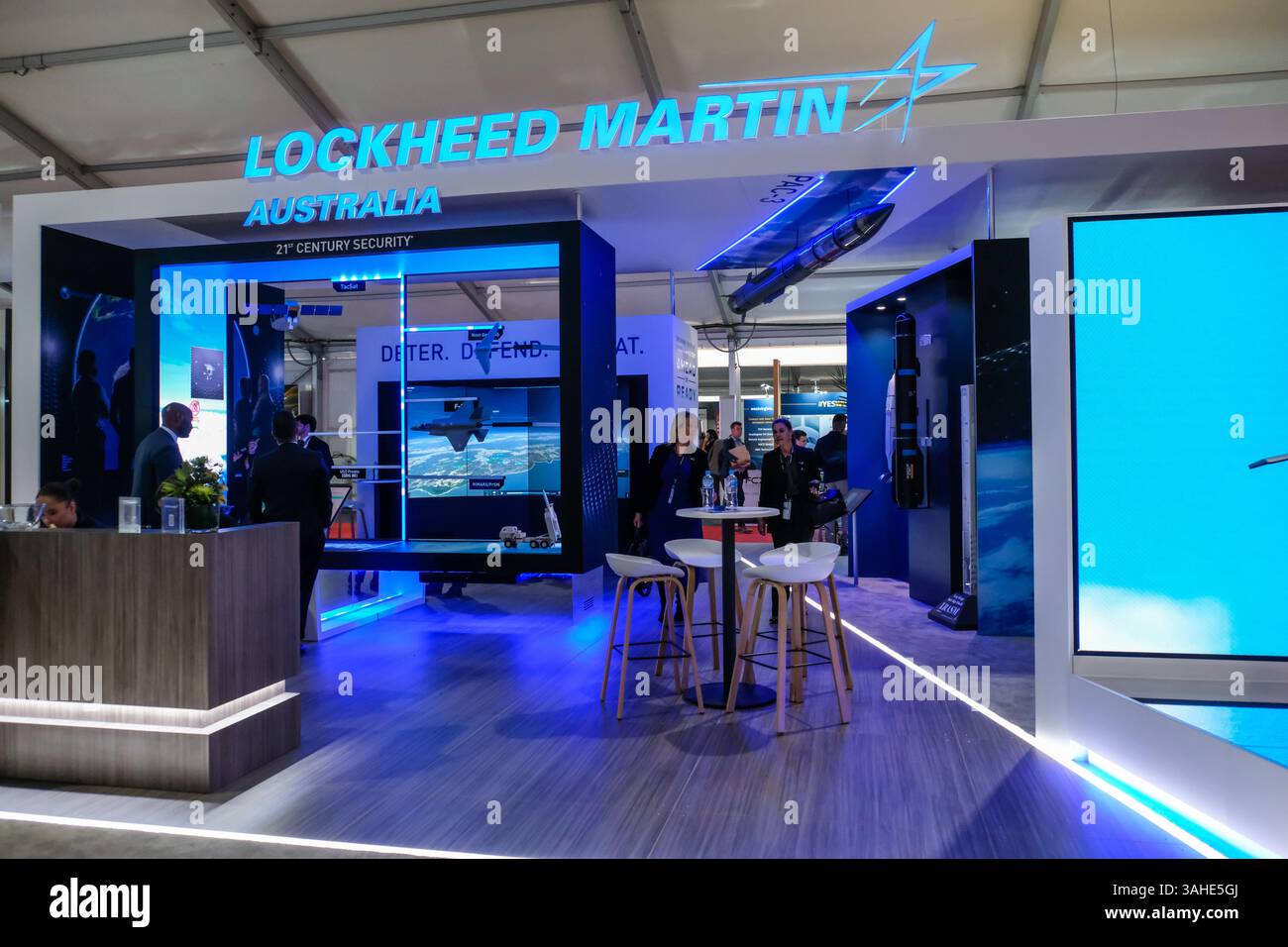 March 26, 2025, Avalon, Victoria, Australia: Logo and interactive stand of Lockheed Martin ...