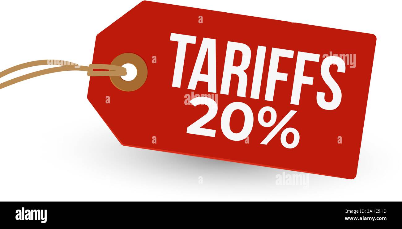 Red Price Tag With 20 percent Tariffs Text, Symbolizing Trade ...