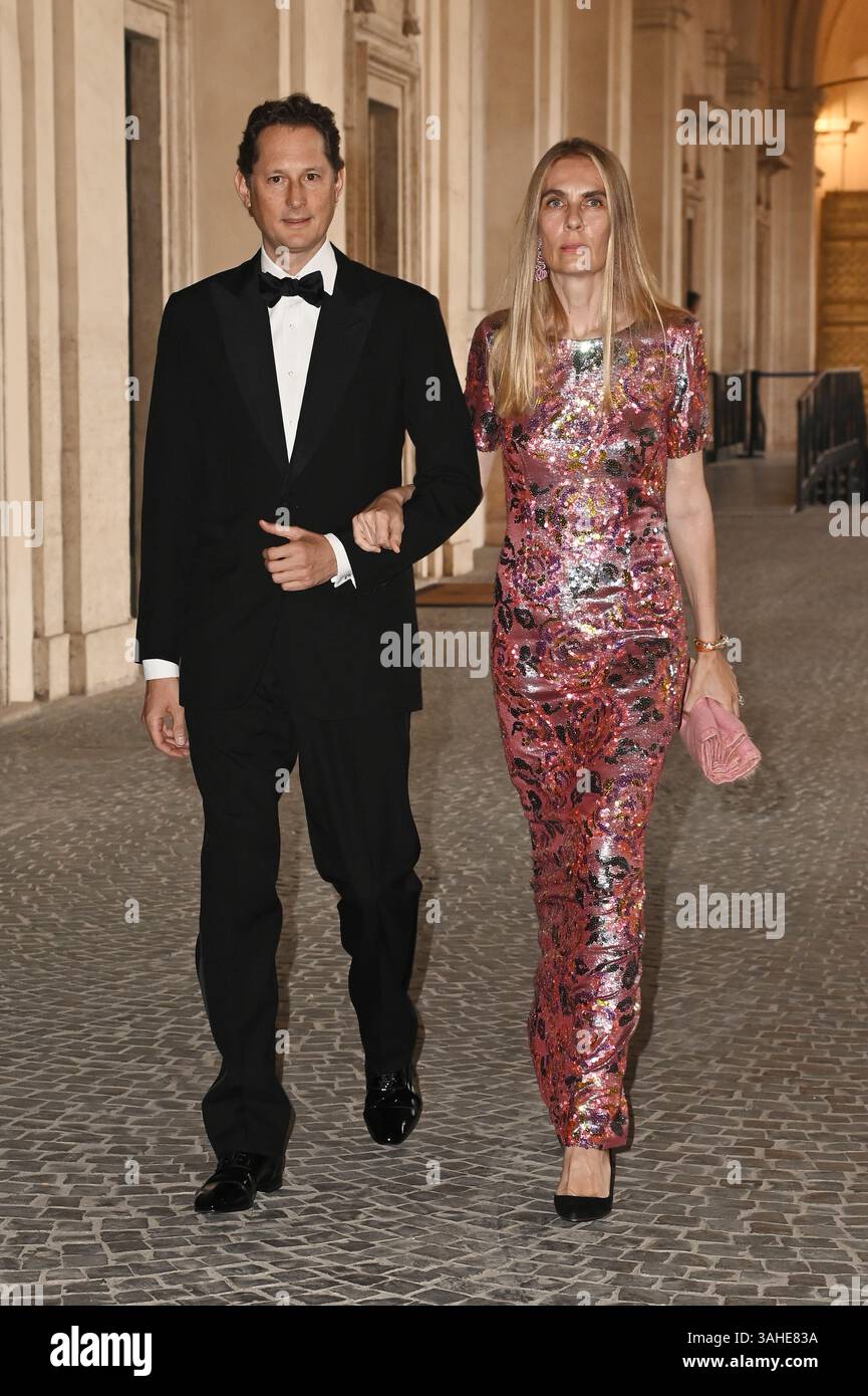 John Elkann, Lavinia Borromeo Arrivals at gala dinner in honor of King ...