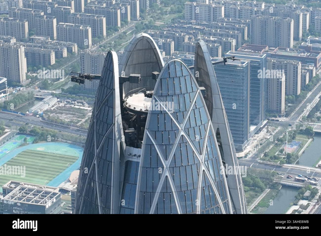 Ningbo,China.9th April 2025. Ningbo Center Tower, Zhejiang's Tallest ...