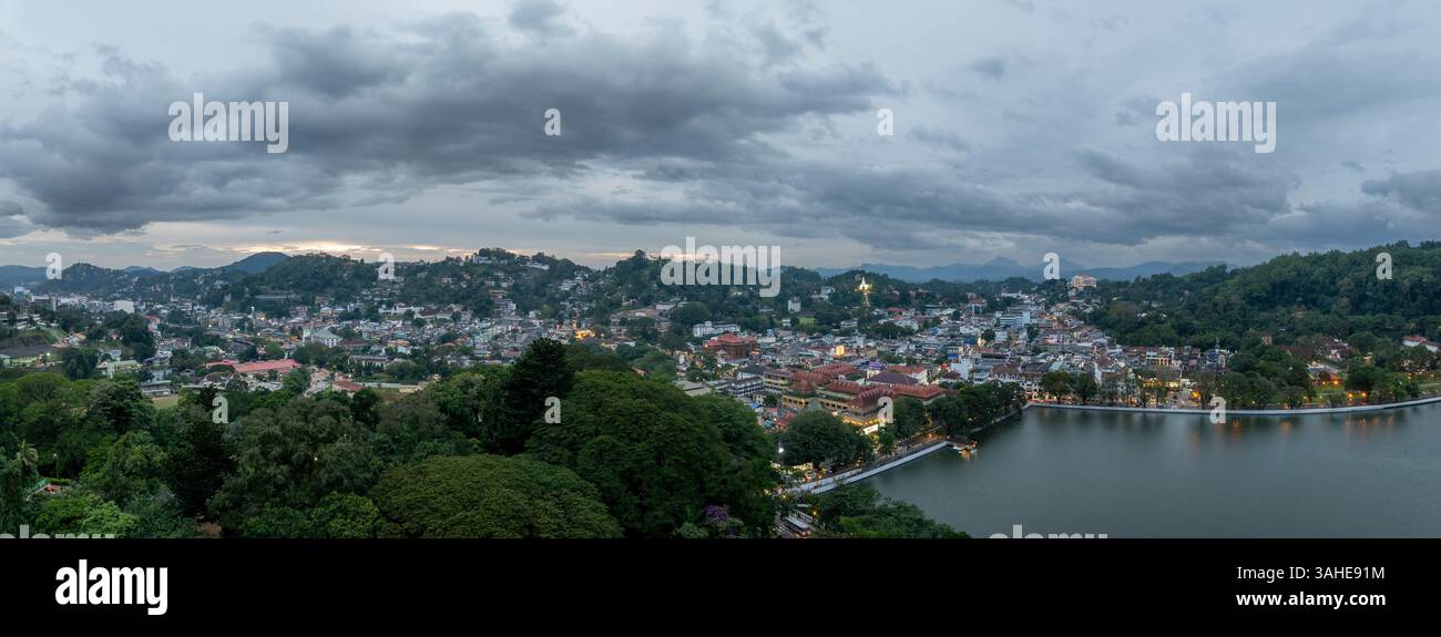 A panoramic view of Kandy, Sri Lanka, showcasing a vibrant cityscape ...