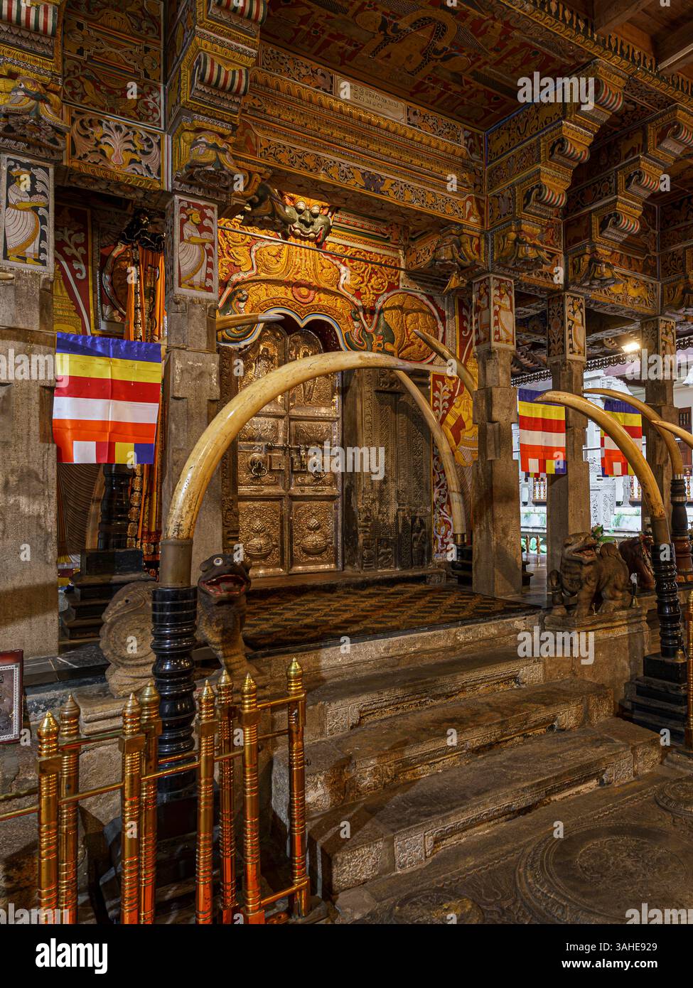 The image showcases the Temple of the Sacred Tooth Relic in Kandy, Sri Lanka, a revered Buddhist ...