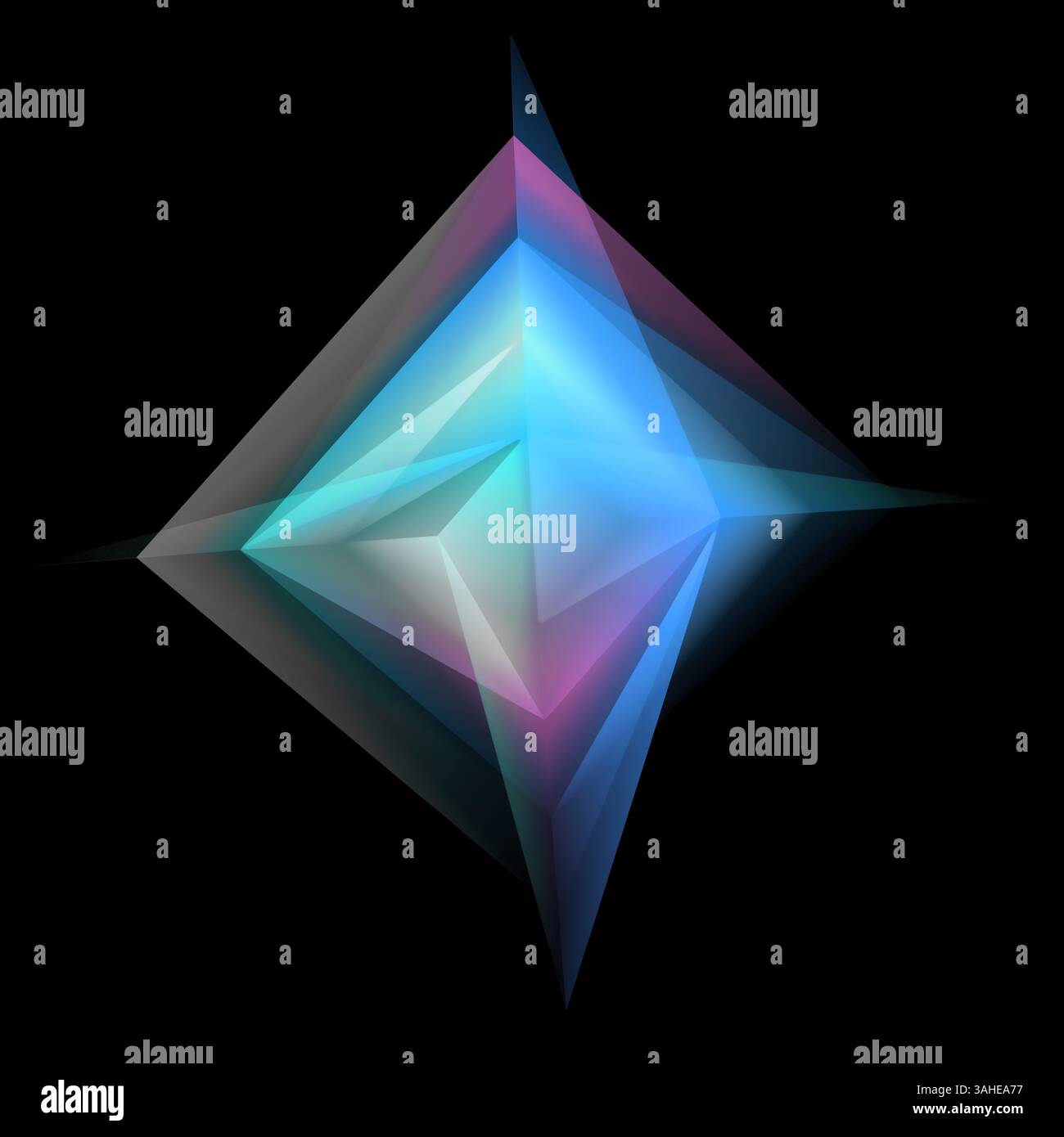 Vibrant multi-colored geometric form with sharp angles and translucent ...