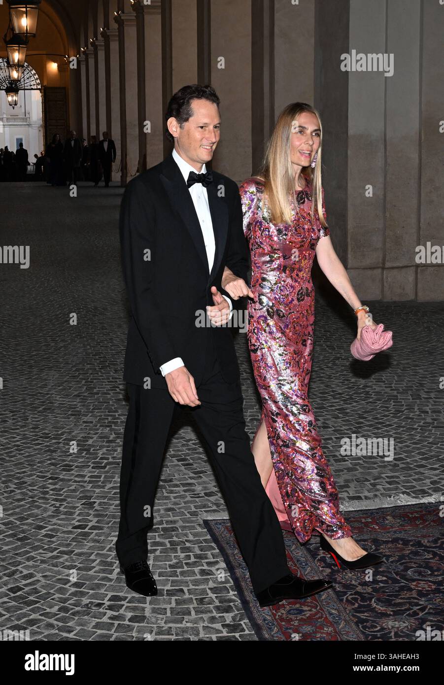 Rome, Italy. 09th Apr, 2025. John Elkann and wife Lavinia Borromeo ...