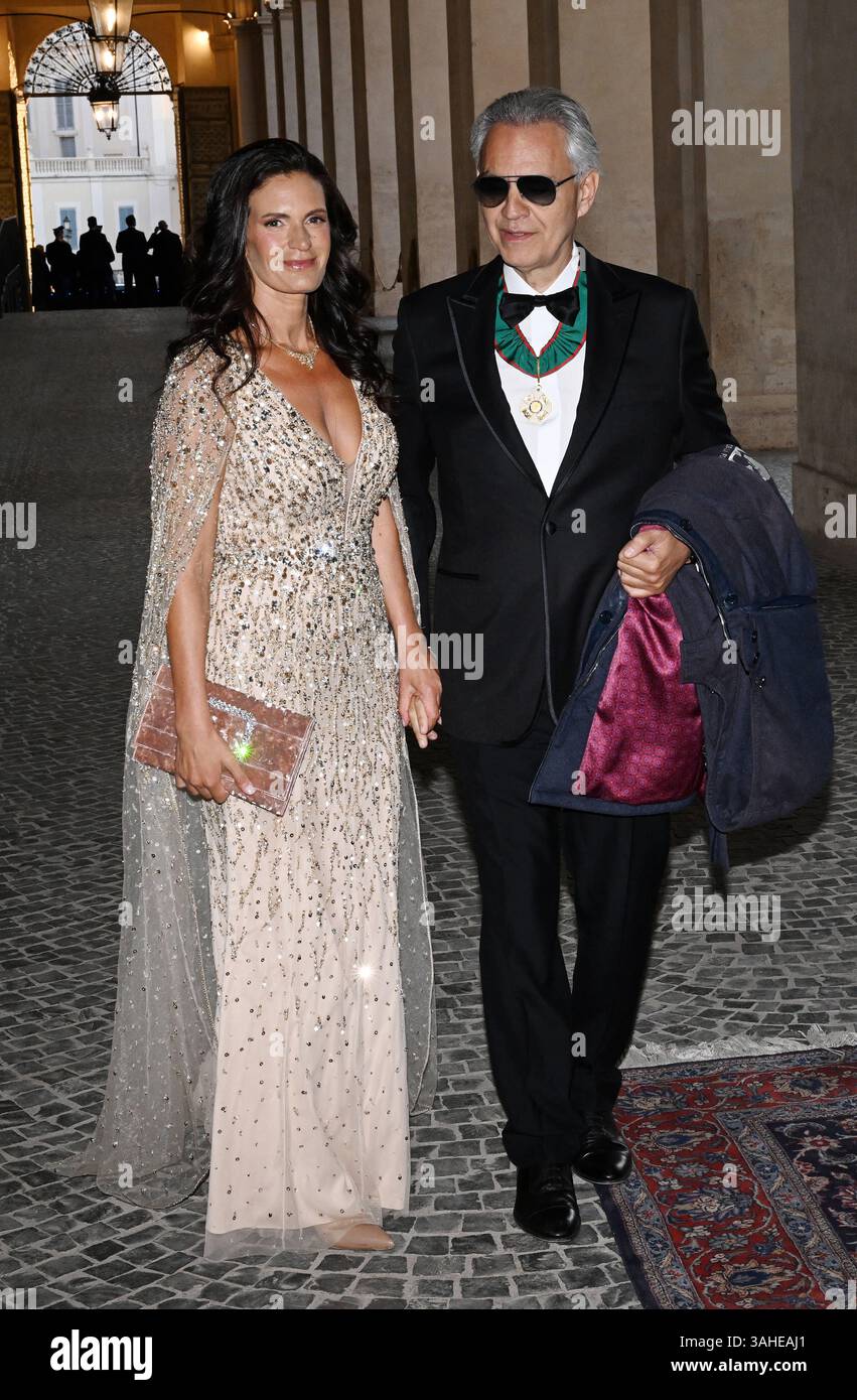 Rome, Italy. 09th Apr, 2025. Andrea Bocelli and wife Veronica Bocelli ...