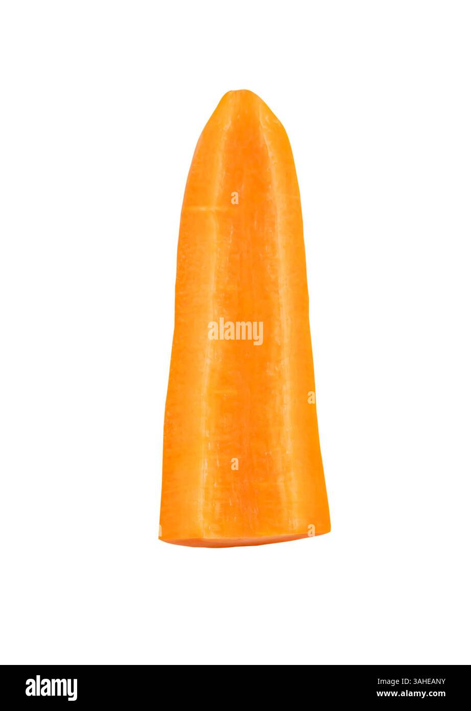 Top view of single orange carrot stick is isolated on white background ...
