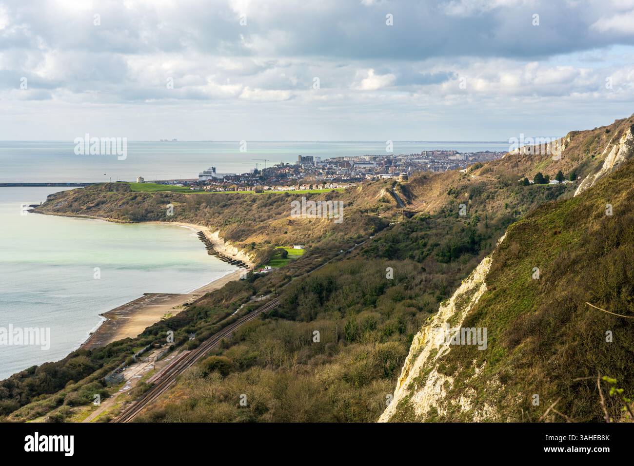 View of Folkestone Warren Nature Reserve and East Wear Bay in ...