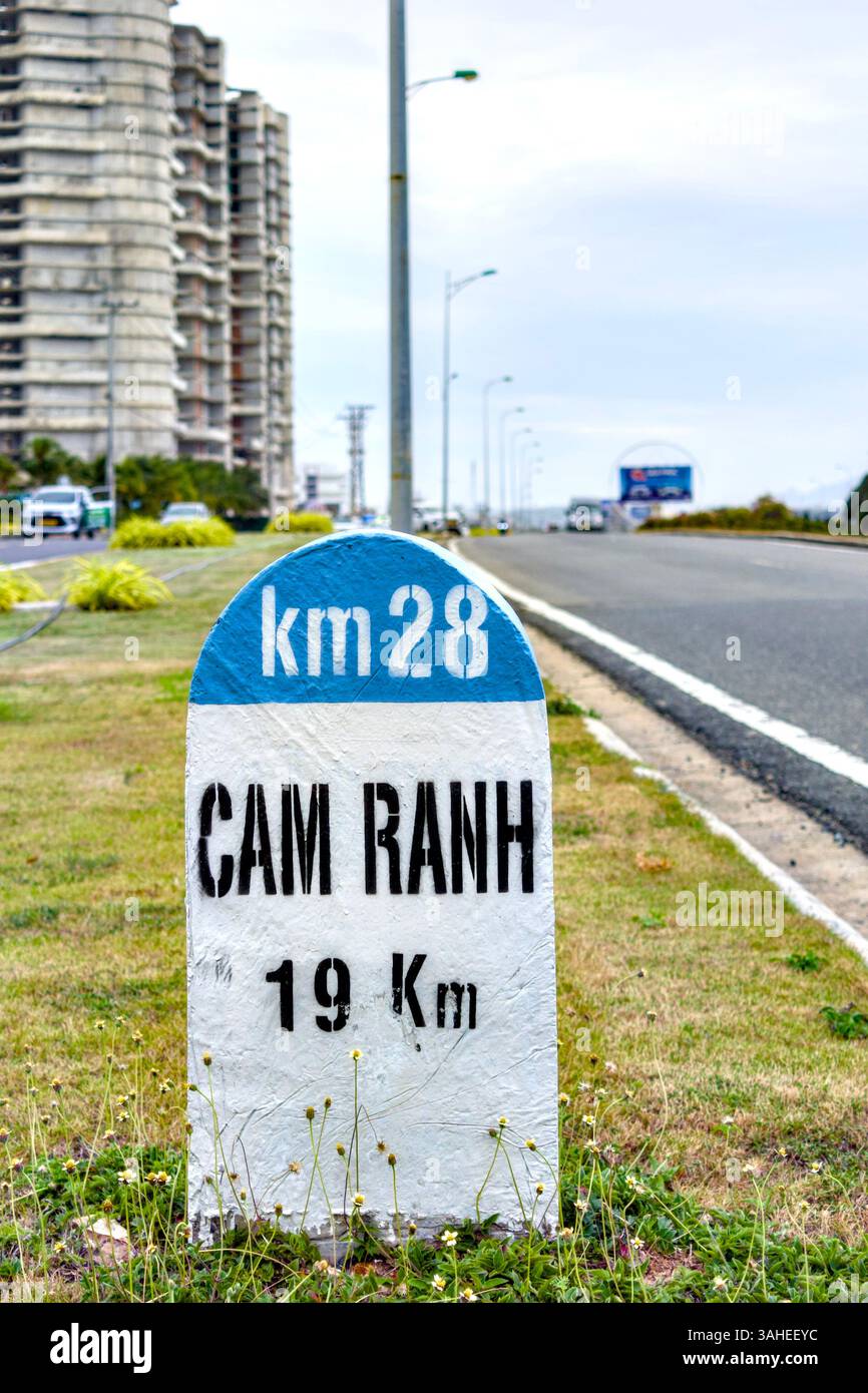 Roadside Distance Marker To Cam Ranh, Cam Hai Dong, Khanh Hoa Province, Vietnam Stock Photo - Alamy