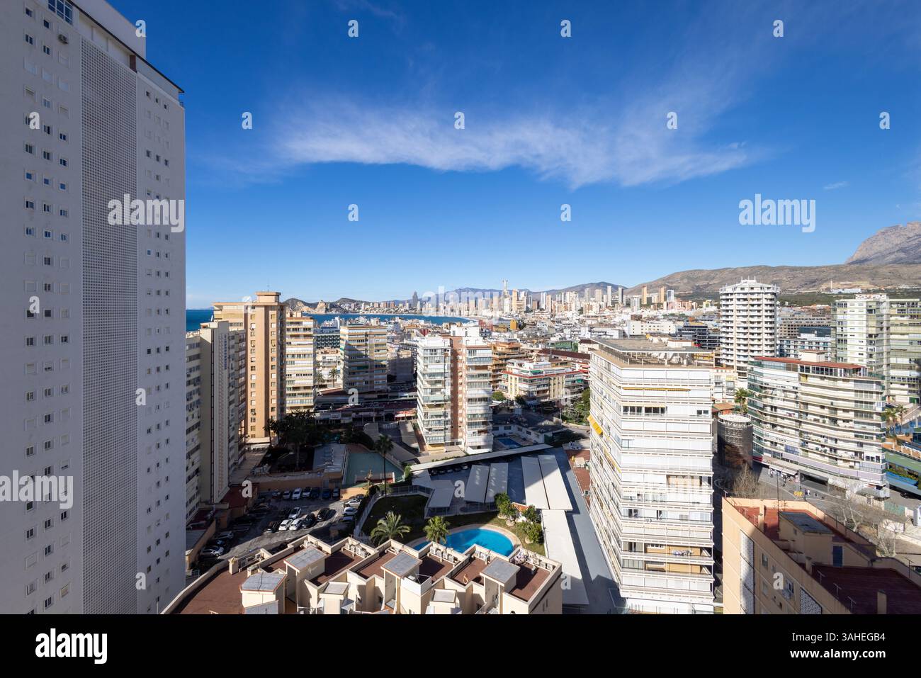 Benidorm Spain, 10th March 2025: Photo overlooking the old town of ...