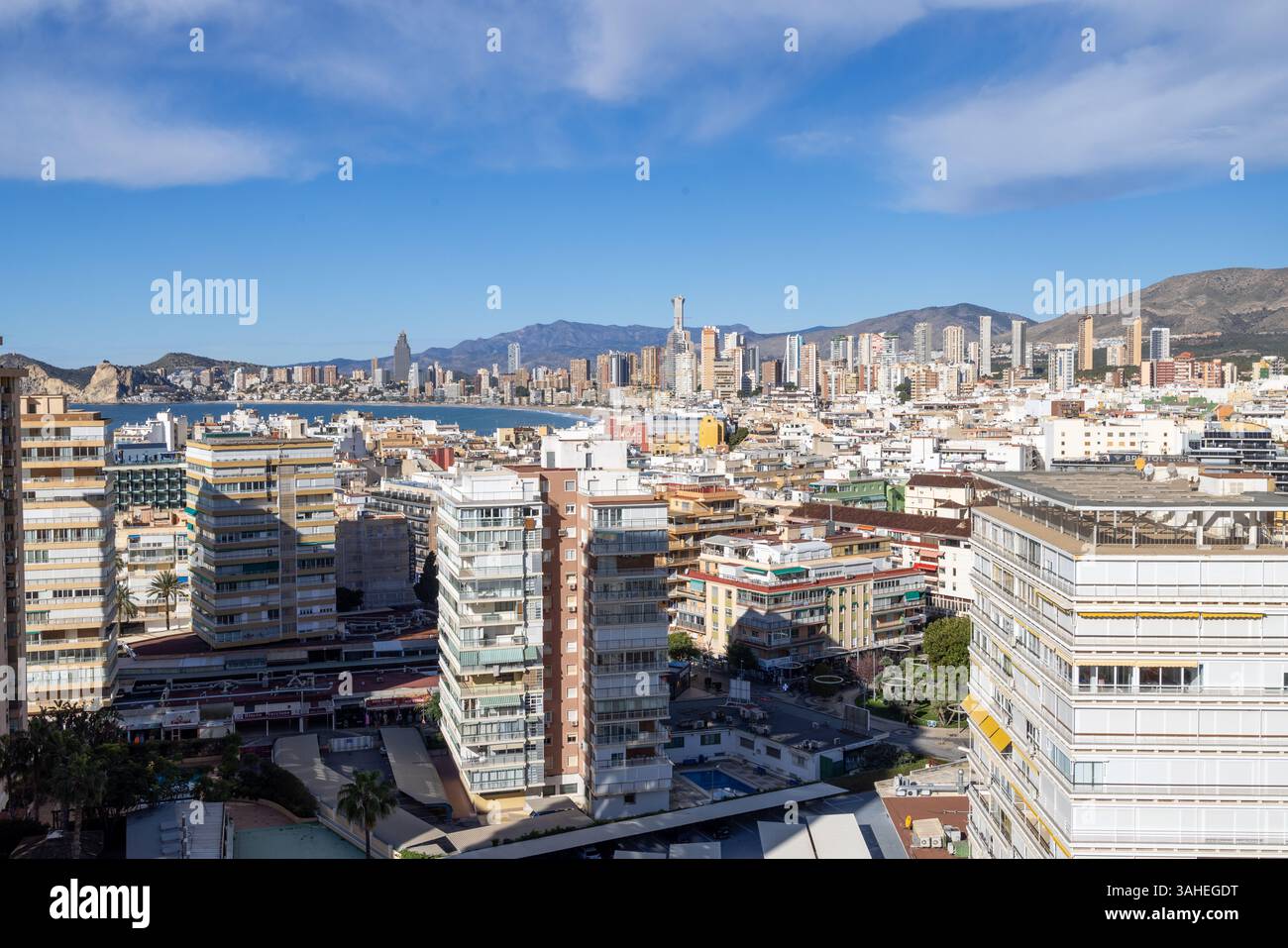 Benidorm Spain, 10th March 2025: Photo overlooking the old town of ...