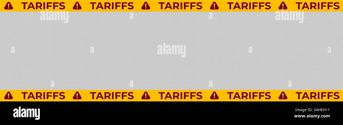 Tariffs Warning Border Frame With Caution Icons On Transparent ...
